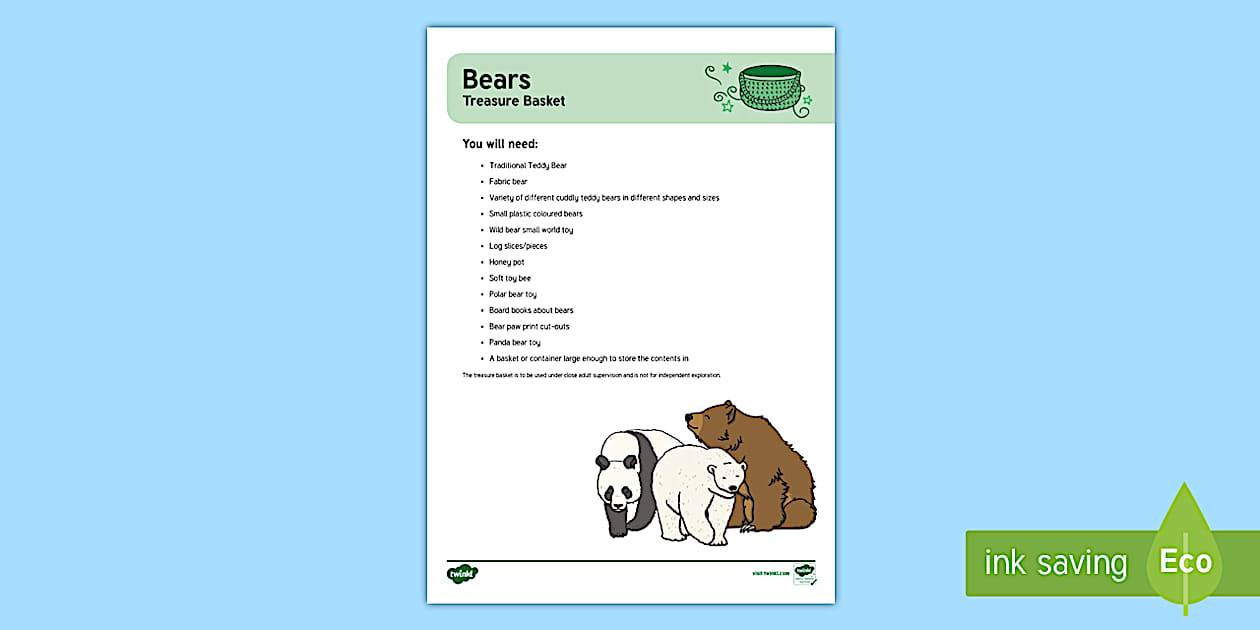 Bears Treasure Basket Ideas (teacher made) - Twinkl