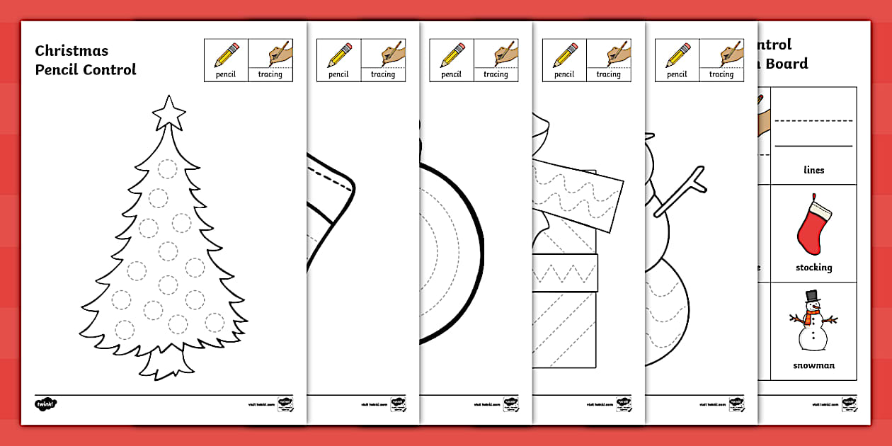 Christmas Pencil Control Activity With Visual Supports