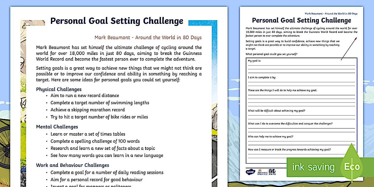 KS2 Setting Goals Challenge Worksheet (teacher made)