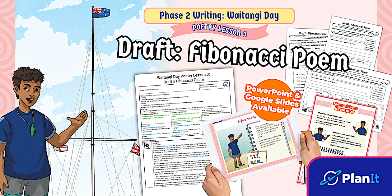 Ph2 Writing: Waitangi Day Poetry L3: Draft a Fibonacci Poem