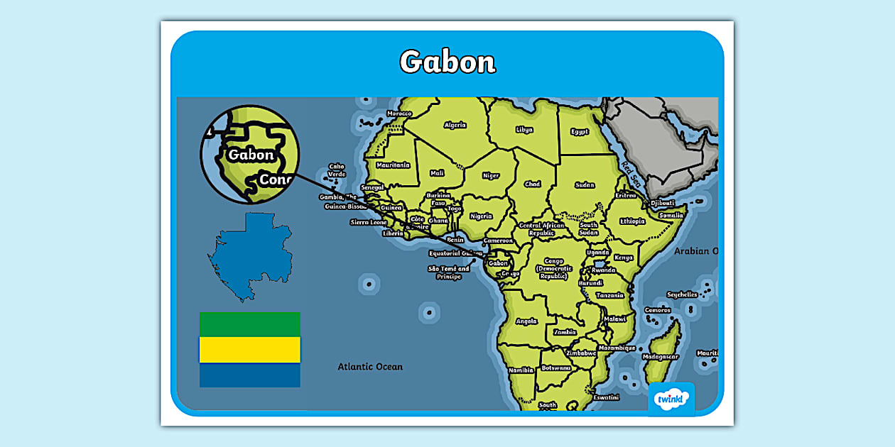 Gabon on a Map of Africa Display Poster