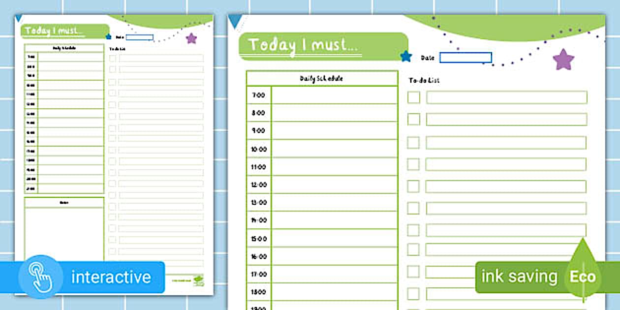 Today I Must - Daily Planning Sheet | Twinkl Busy Bees