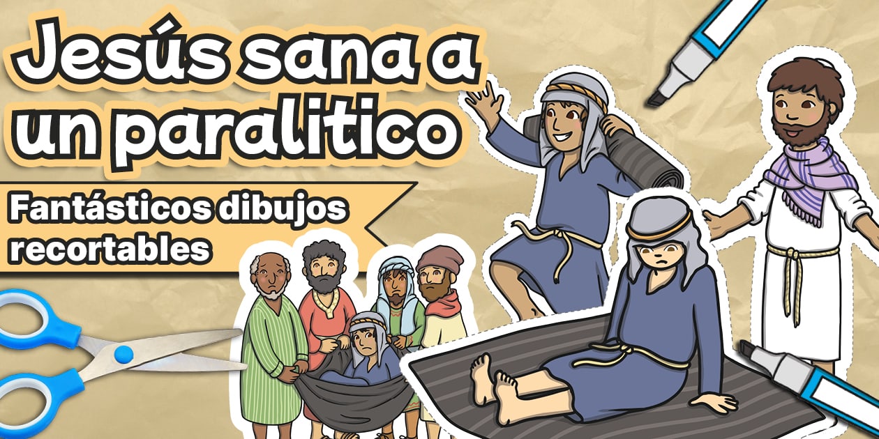 Jesús sana a un paralítico (dibujo) - Twinkl