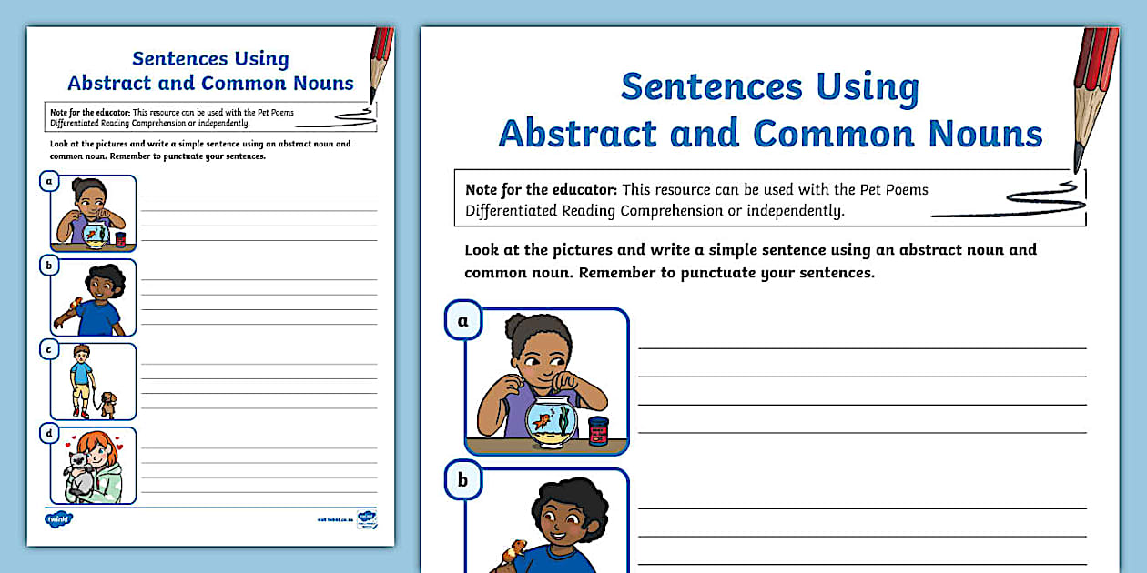 Sentences Using Abstract and Common Nouns: Activity Sheet 2