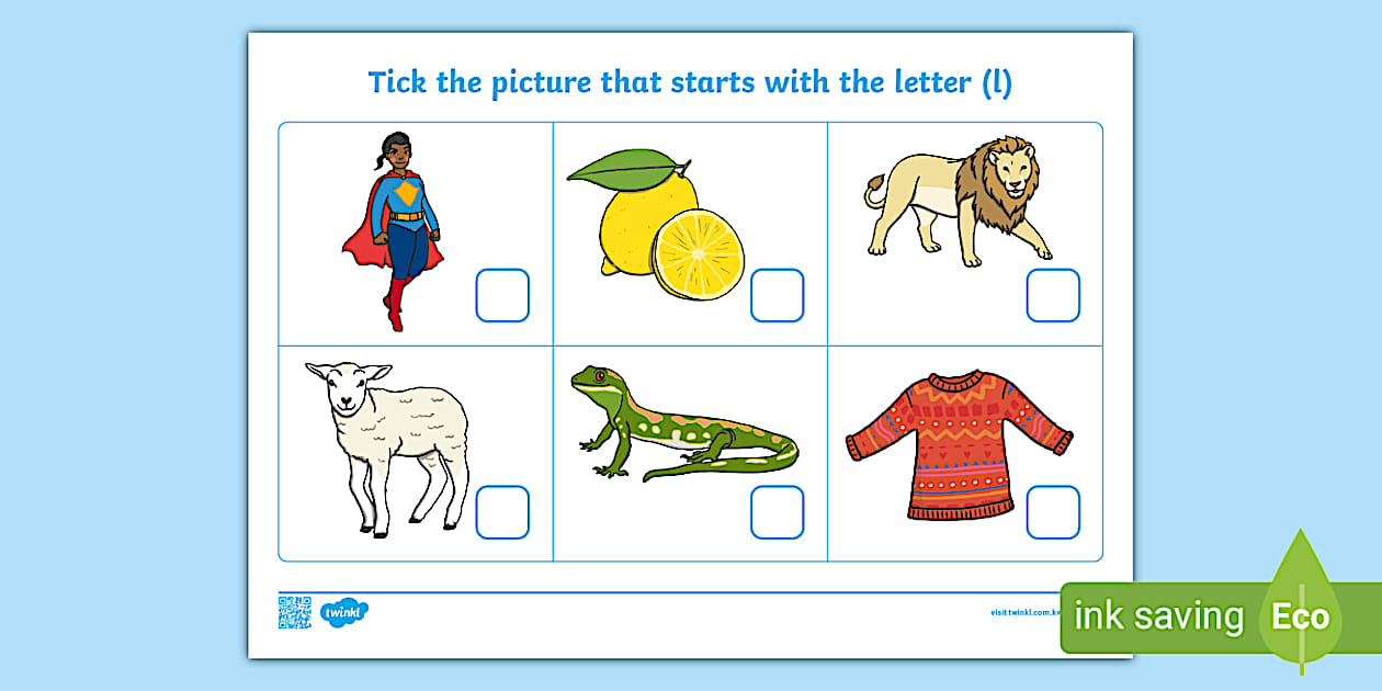 Tick the picture that starts with the letter - Letter L