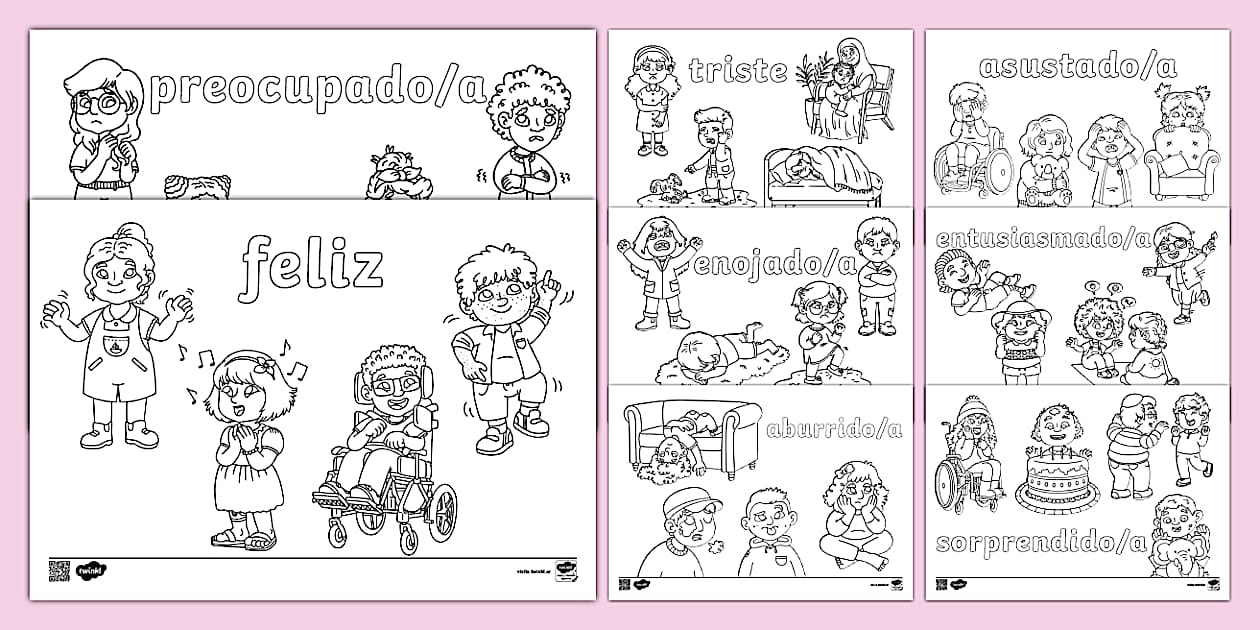 Hojas de colorear: sentimientos y emociones - Twinkl