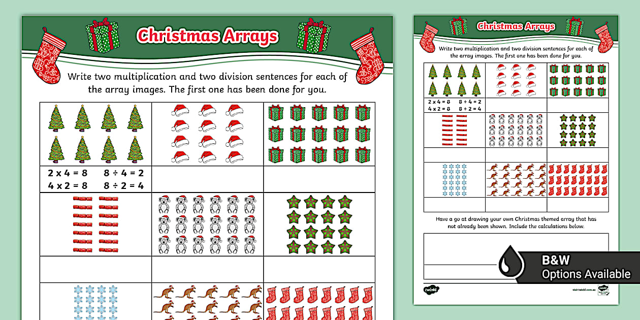 Christmas Arrays for Foundation to Year 2 School Students