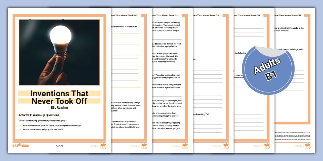 ESL Inventions That Never Took Off Worksheet [Adults, B1]