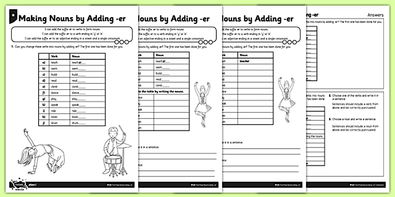 Adding -er Worksheets - Downloadable (teacher made) - Twinkl