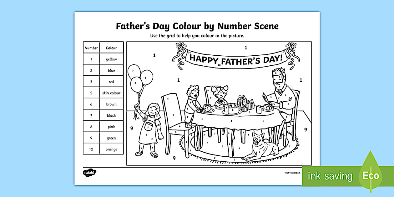 KS1 Father's Day Color by Number (Teacher-Made) - Twinkl