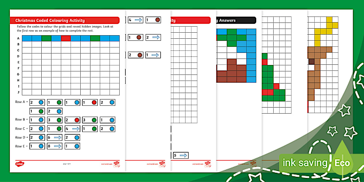 Christmas Coded Colouring Activity (teacher made) - Twinkl