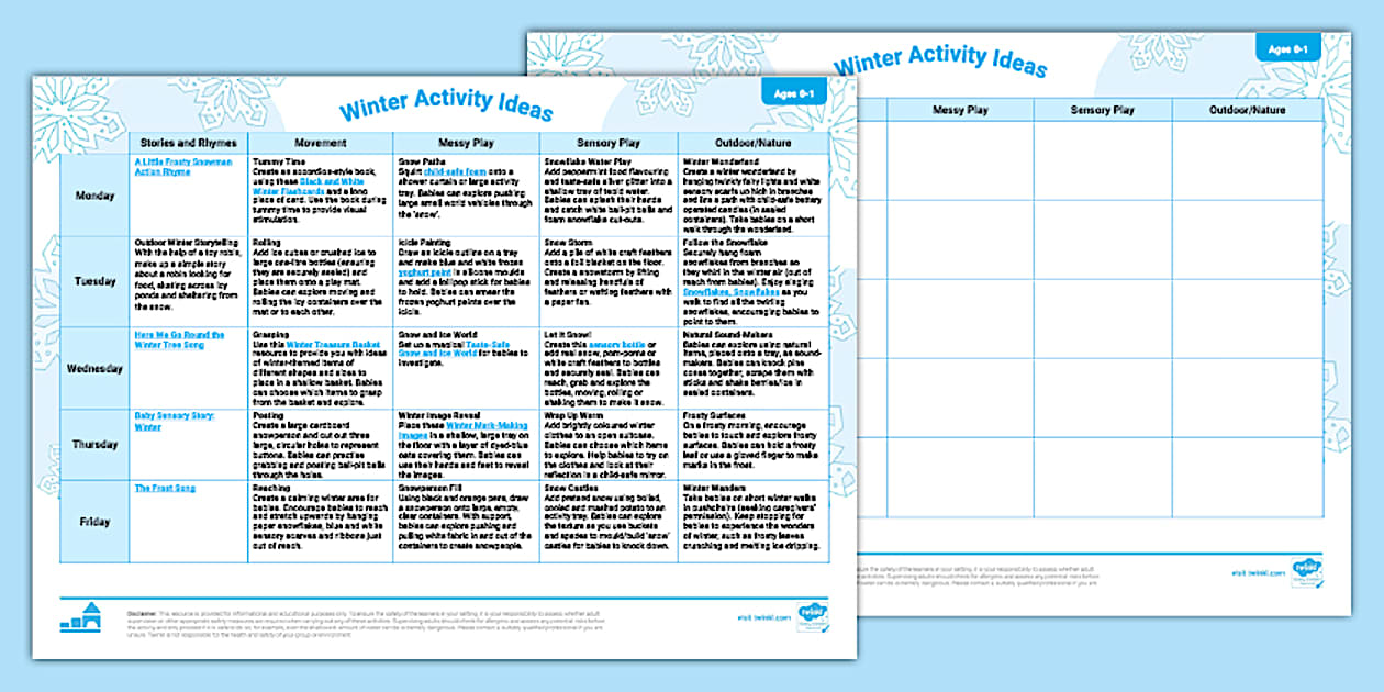 EYFS Baby Room Winter Planning Resource - Twinkl