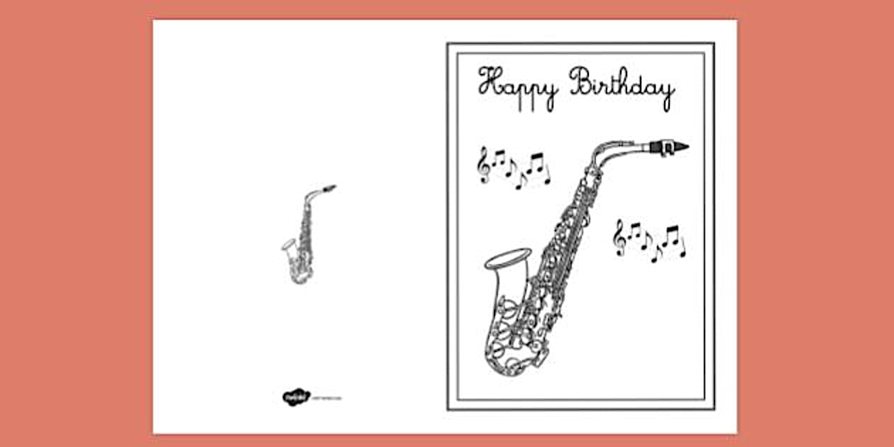 Saxophone-Themed Birthday Card Colouring Activity | To Print