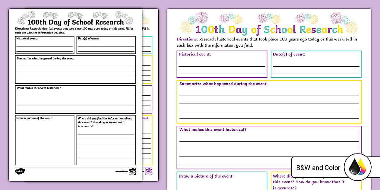 100th Day Worksheet | 3rd-5th Grade Resource | Twinkl USA