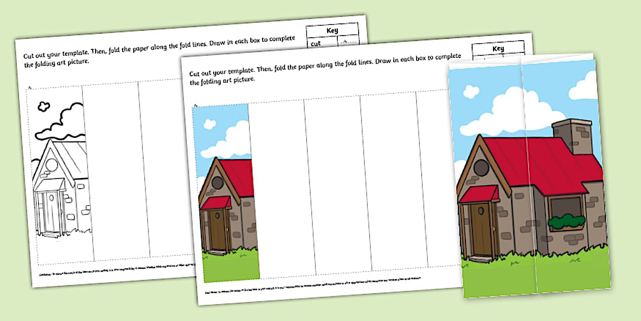 House Folding Art Template (teacher made) - Twinkl