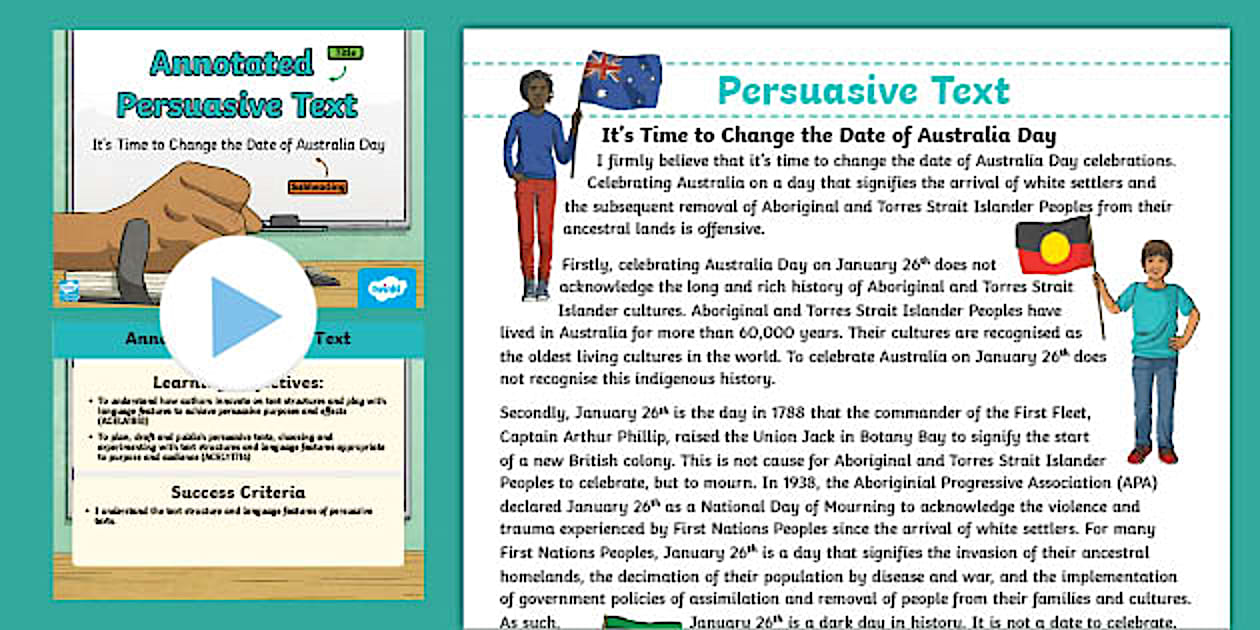 Annotated Persuasive Text with a First Nations Perspective