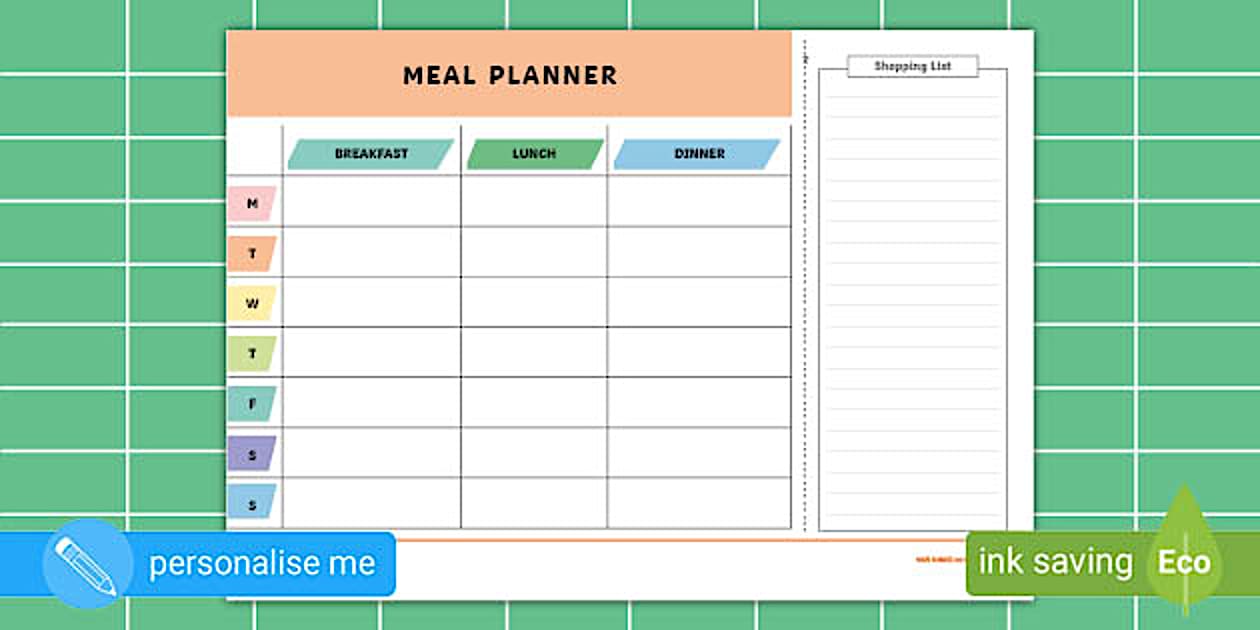 Meal Planner with Shopping List | Twinkl Busy Bees - Twinkl