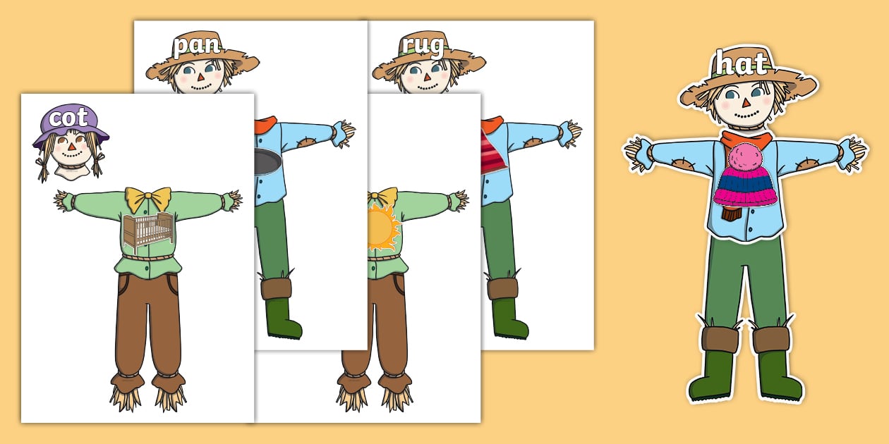 Phase 2 Build a Scarecrow CVC Word Activity | Twinkl