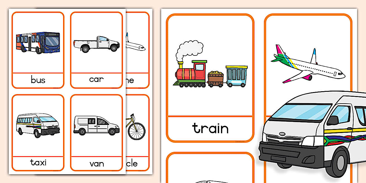 Grade R Transportation Word Peg Cards (teacher made)