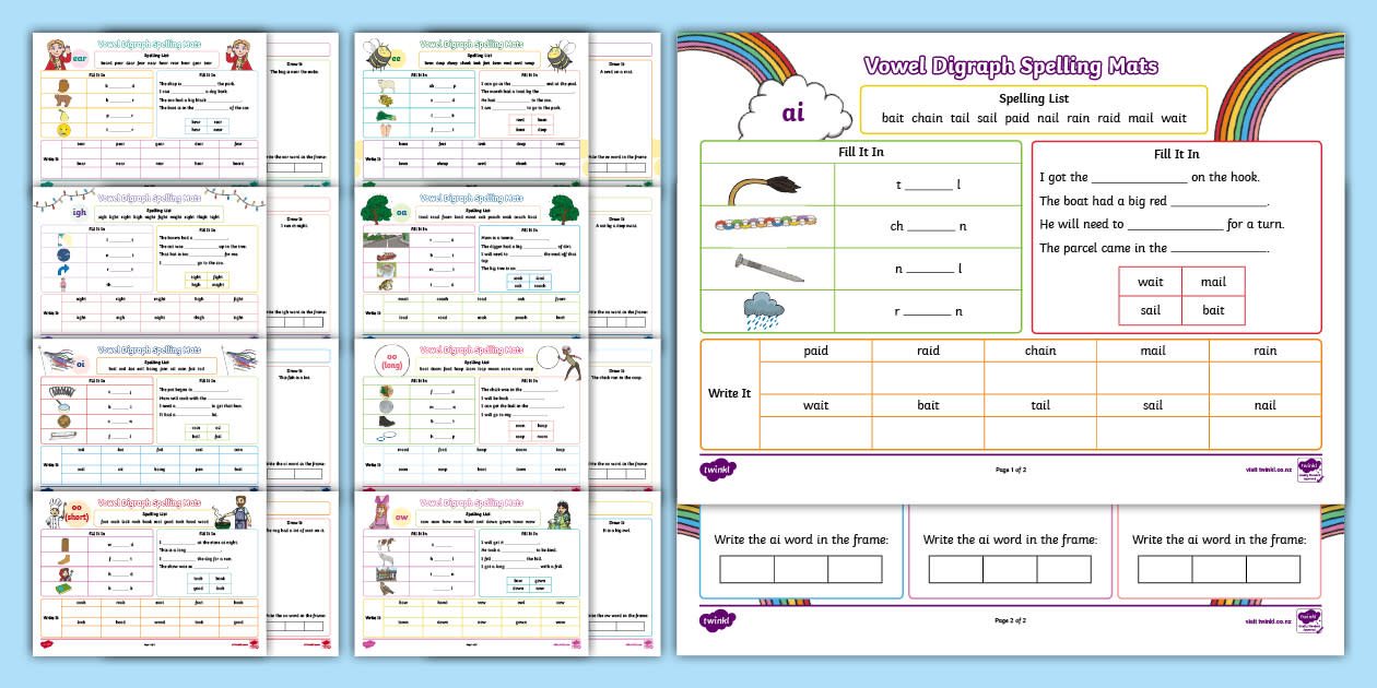 Vowel Digraph Spelling Mats Pack