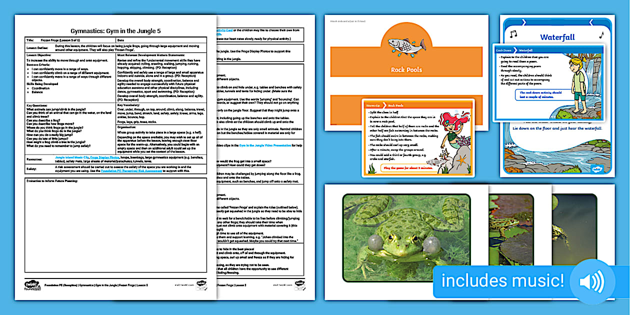 EYFS PE Gym in the Jungle Lesson 5: Frozen Frogs - Twinkl