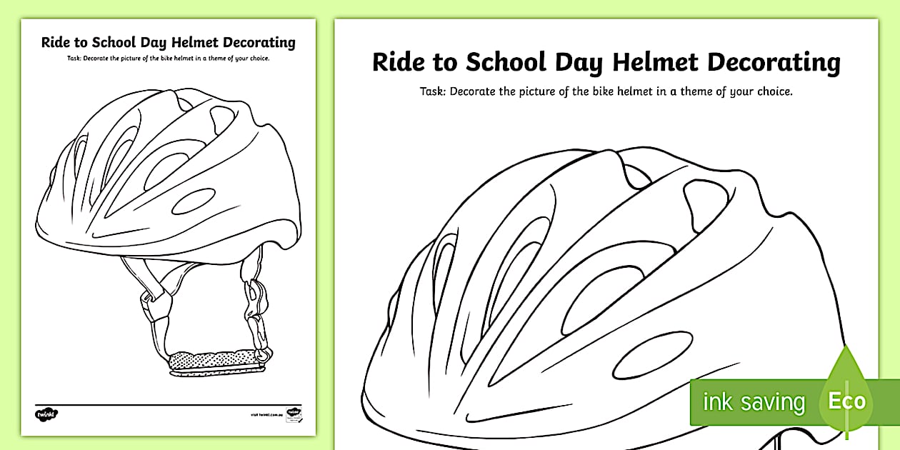 Ride to School Day Helmet Decorating Worksheet - Twinkl