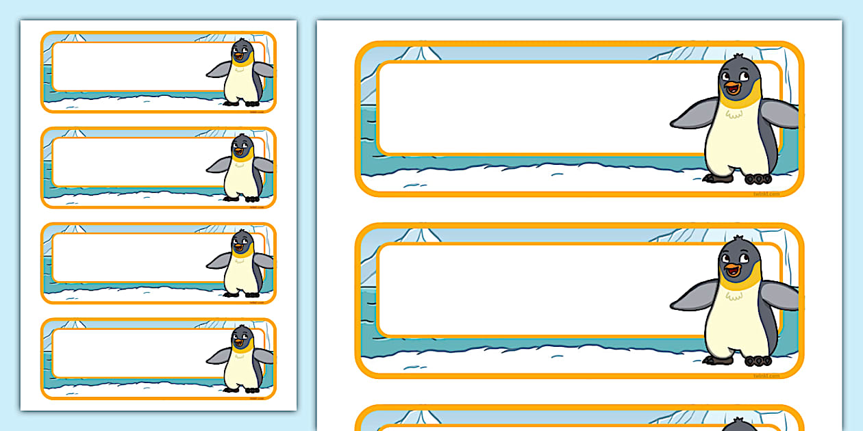 Penguin Themed Editable Drawer-Peg-Name Labels (Blank)