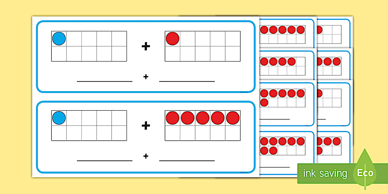 Addition of 1-digit numbers ten-frames - Twinkl