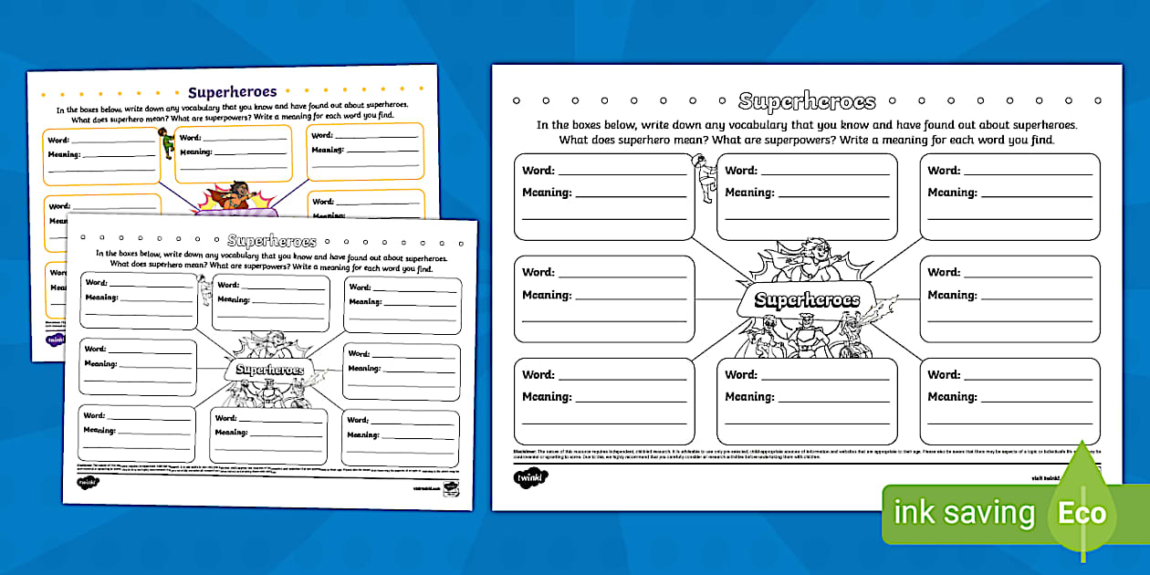 Superhero Vocabulary Mind Map
