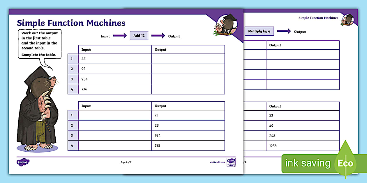 Simple Function Machines (Teacher-Made) - Twinkl