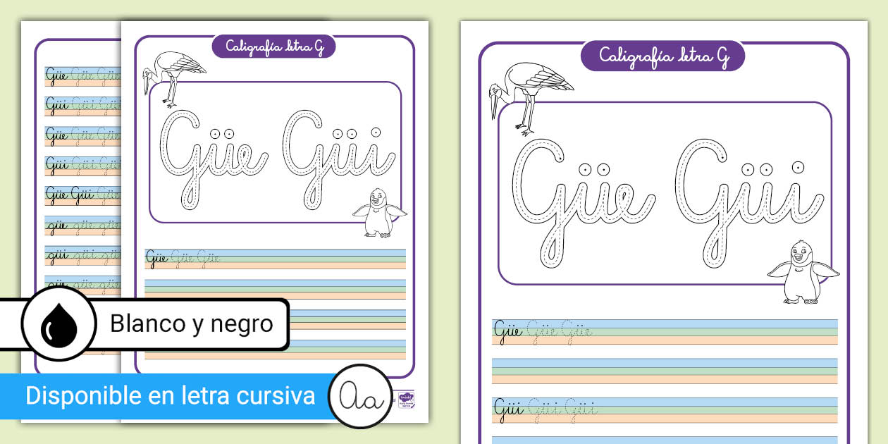 Letra G | Güe | Güi | actividad | caligrafía | lenguaje | 2º
