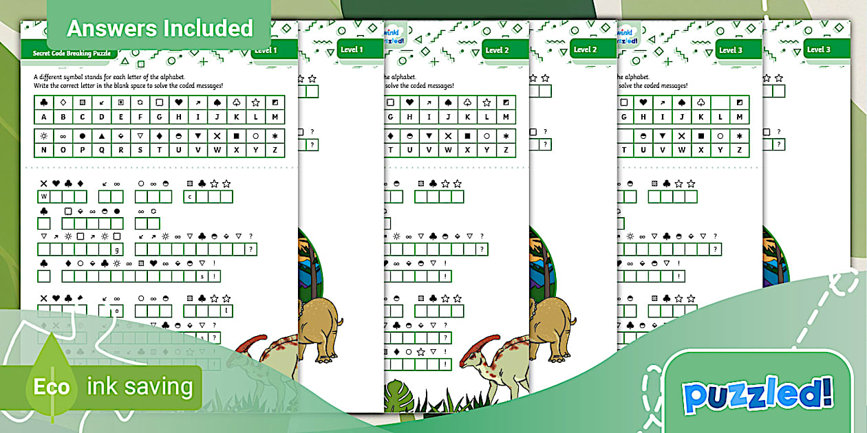 Dinosaur Secret Code Breaking Puzzle Pack (teacher made)
