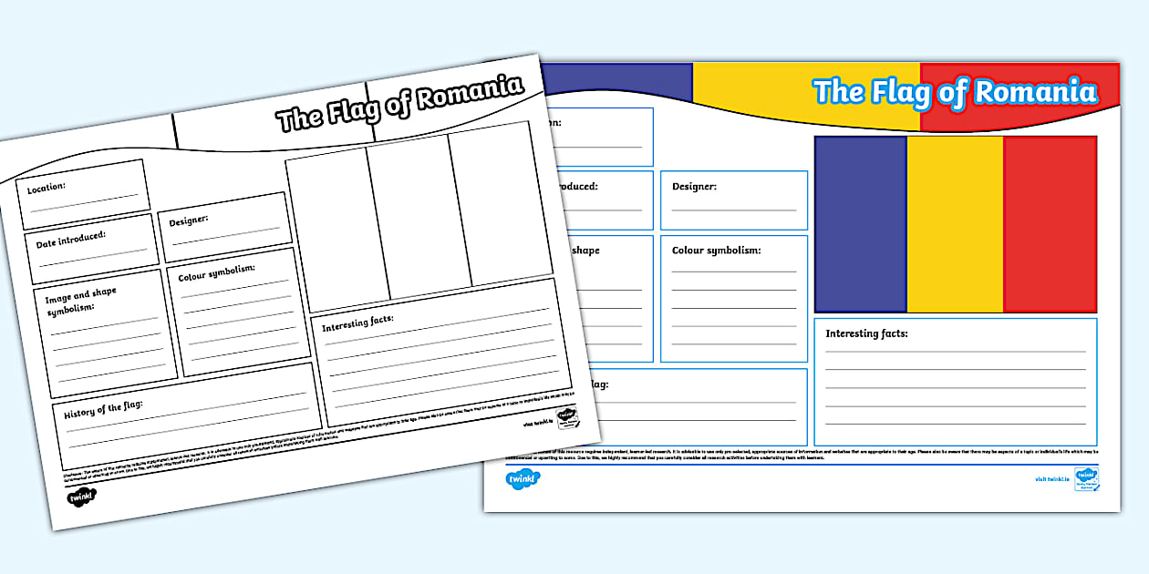 Romania Flag Fact File Template (teacher made) - Twinkl