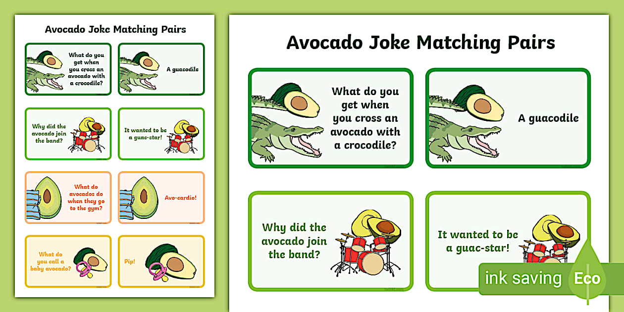 Avocado Joke Matching Pairs (Teacher-Made) - Twinkl