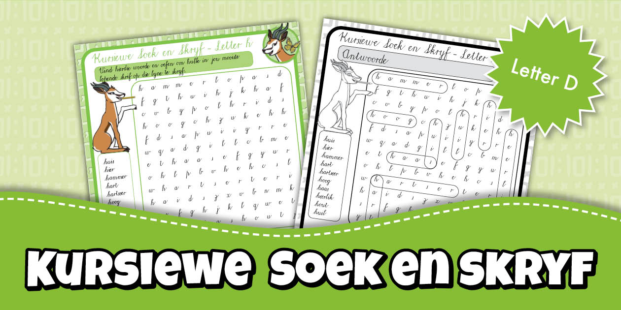 Graad 3 - Afrikaans - Handskrif Soek en Skryf: Letter h (KABV-Belyn)
