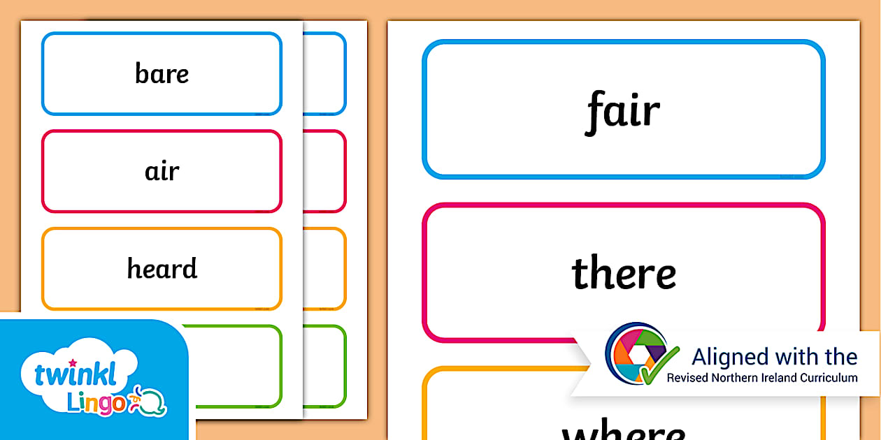 Linguistic Phonics Stage 5/6 Phase 3b 'air' Sound Word Cards