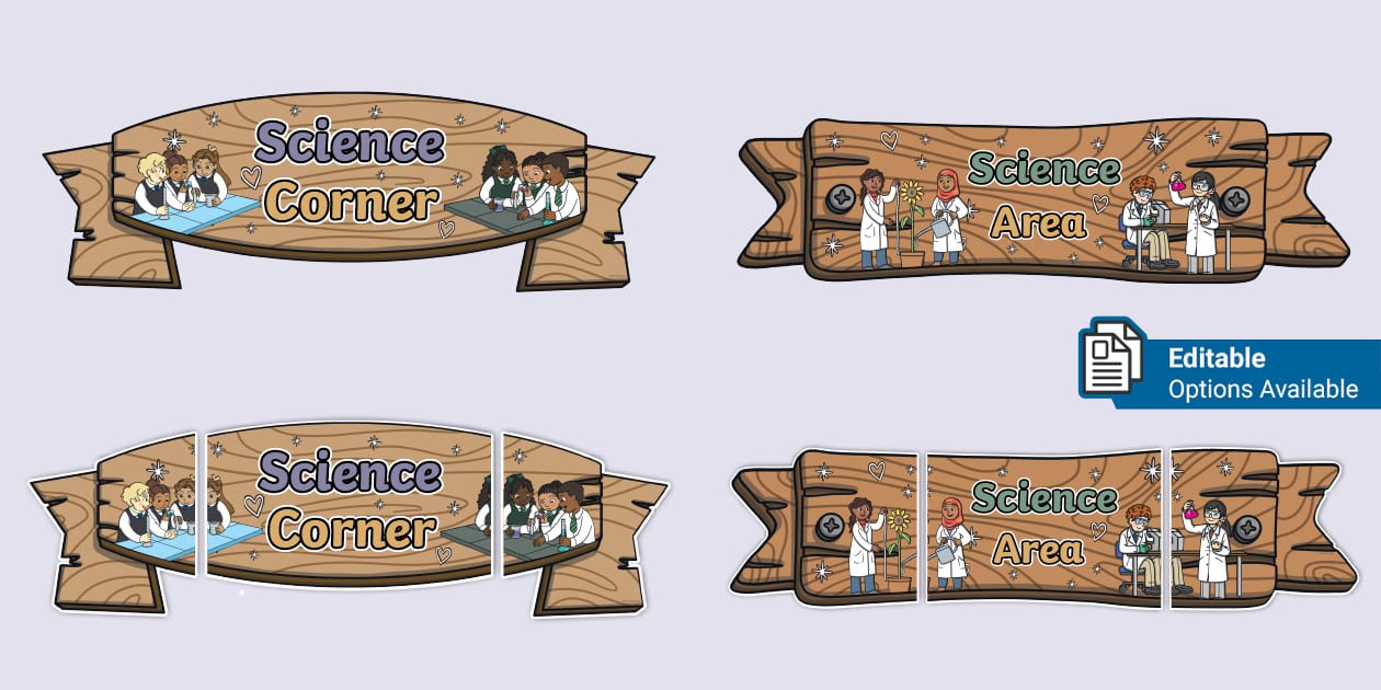 Science Area Display Banner - Natural wood theme