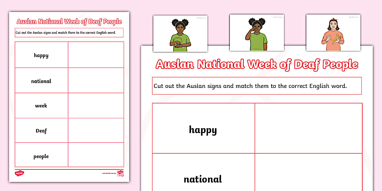 Auslan National Week of Deaf People Cut and Paste - Twinkl