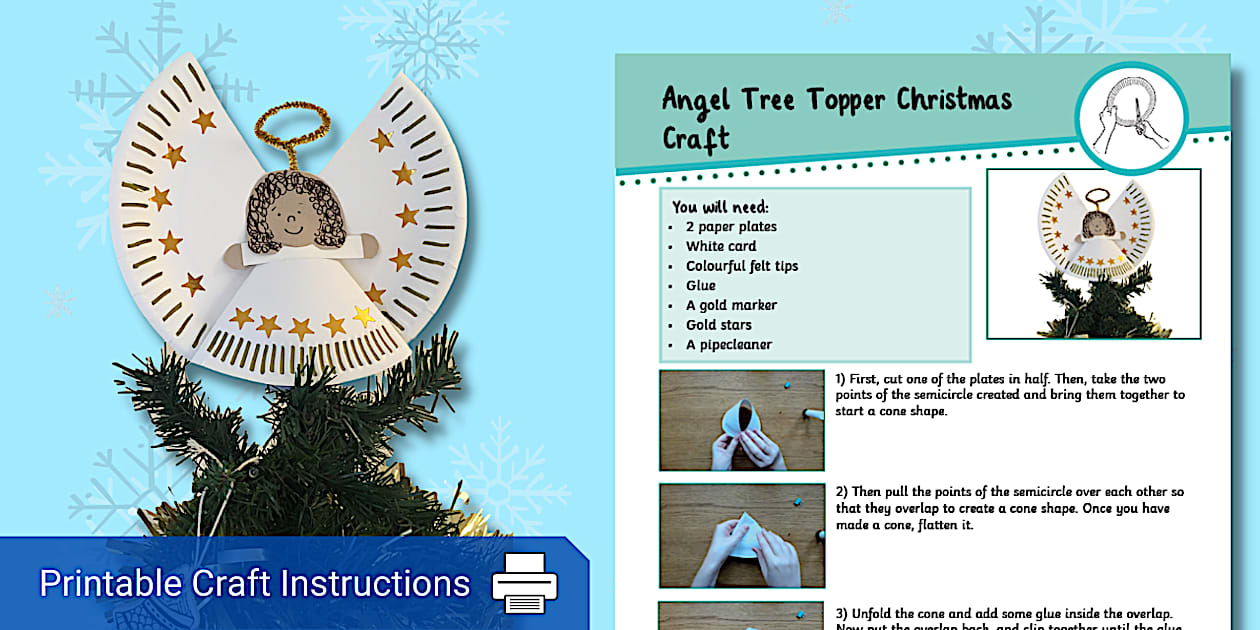 Angel Tree Topper Paper Plate Christmas Craft Instructions