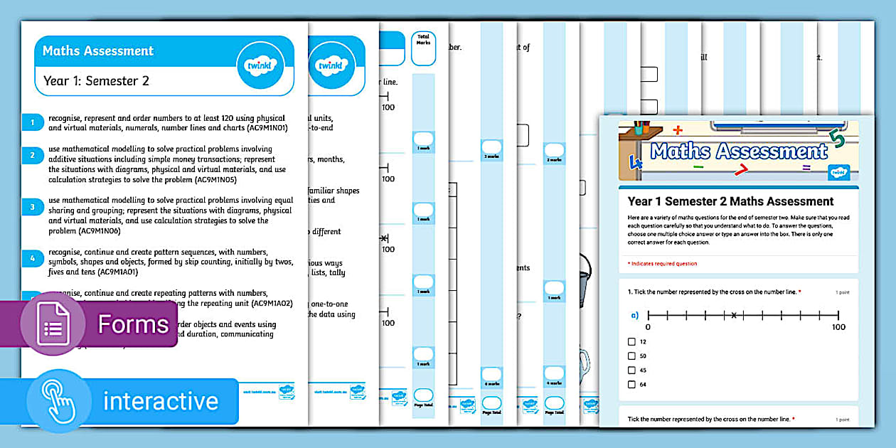 Year 1 Semester 2 Maths Assessment (teacher made) - Twinkl
