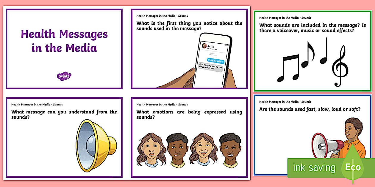 Health Messages in the Media - Sound Question Cards - Twinkl
