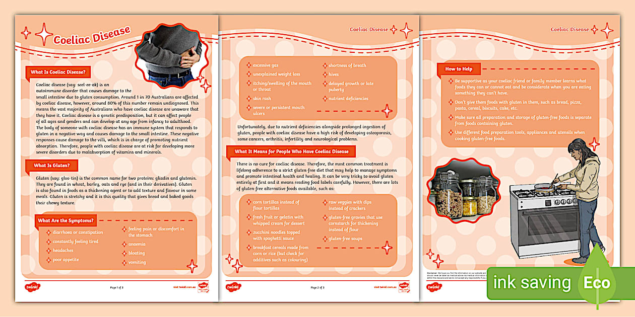 Coeliac Disease Fact Sheet (Teacher-Made) - Twinkl
