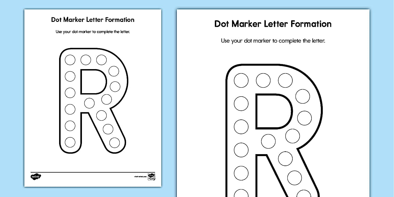 Uppercase Letter R: Dot Marker Letter Formation Worksheet