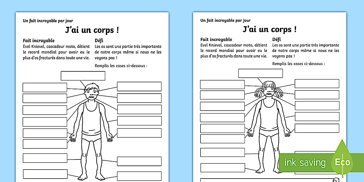 Cursive Feuille d'activités : J'ai un corps - Twinkl