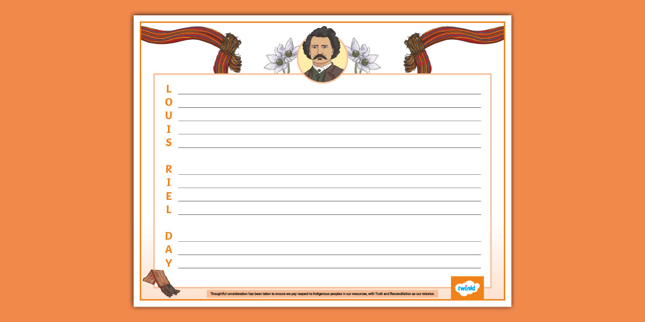 FREE! - Louis Riel Day Acrostic Poem - Twinkl Writing