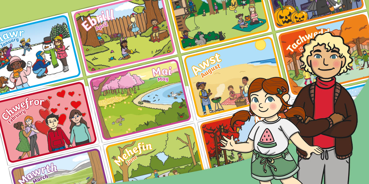 Posteri Dwyieithog Misoedd y Flwyddyn / Months of the Year Bilingual ...