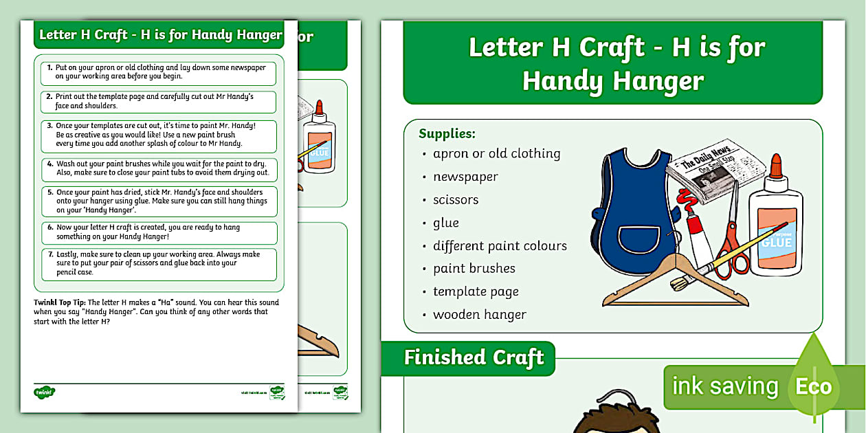 Letter H Craft - H is for Handy Hanger
