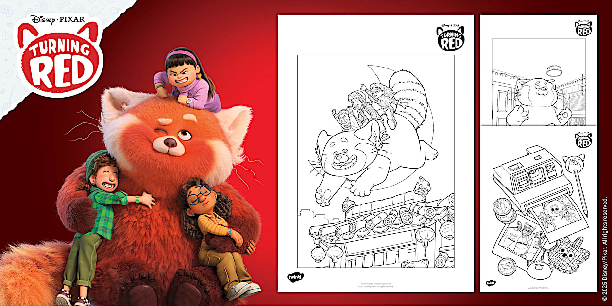 Turning Red: Red Panda Mei Colouring Pages