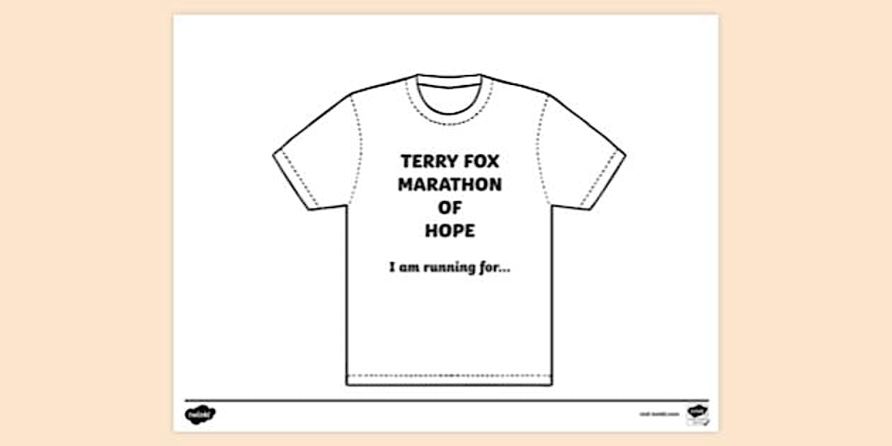 Terry Fox T Shirt Colouring | Colouring Sheets - Twinkl
