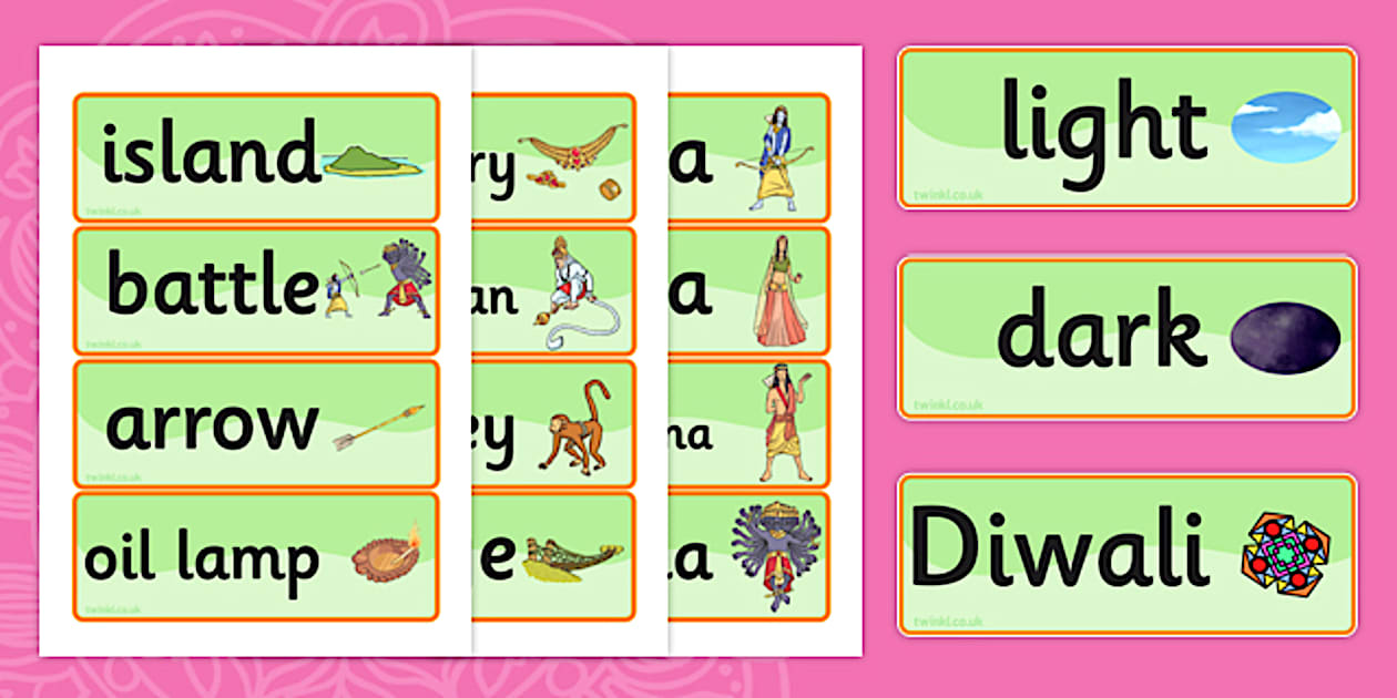 Cursive The Story of Rama and Sita Word Cards (teacher made)